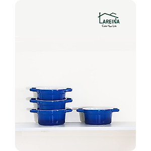 Lareina Gradient Blue 25oz Ceramic Modern Soup Bowls Set of 4 with Handles