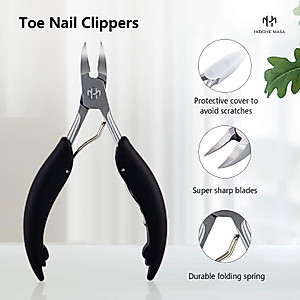 Nail Clipper Set, Toenail Clippers for Thick Hard Nails, Professional Podiatrist Heavy Duty Toe Nail Clippers and Nail File for Men and Adults, Seniors - Super Sharp Surgical Stainless Steel (black)