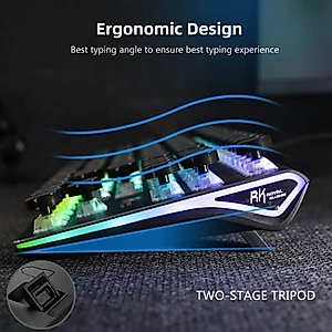 RK ROYAL KLUDGE RKS87 Typewriter Mechanical Keyboard, Hot Swappable Blue Switch Wired PC Gaming Keyboard, 75% Layout RGB 87 Keys Slim Keyboards with Retro Punk Round Keycaps for Mac Windows, Black