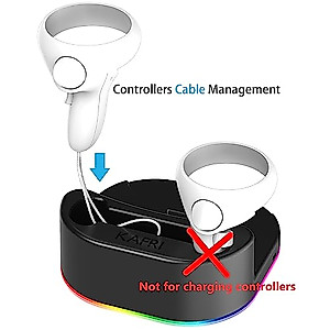 KAFRI Charging Dock for Oculus Quest 2 with LED Light, VR Headset Charging Stand and Controller Holder, Charger Station Accessories for Oculus/Meta Quest 2, Oculus Rift or Rift S - Black
