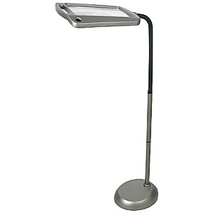 daylight24 402039-05 Full Page 8 x 10 Inch Magnifier LED Illuminated Floor Lamp, Silver
