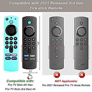 Firestick Remote Cover Glow in The Dark - TV Stick 4k Remote Cover 3rd Gen, Firestick Remote Case Anti Slip Silicone Sleeve (Blue)