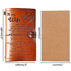 Giftrry Wife Gifts from Husband, To My Wife Leather Journal, 140 Page Wife Refillable Writing Journal, Anniversary Wedding Christmas Gifts for Wife from Husband, Romantic Gifts for her