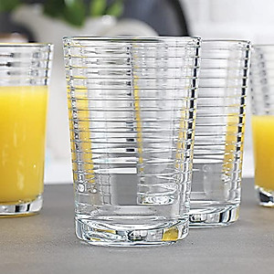 Juice Glasses 7 oz. Set Of 4 Glass Cups – By Home Essentials and Beyond – Beverage Water Tumblers for Juice, Whiskey, Cocktails, Iced Tea. Dishwasher safe.