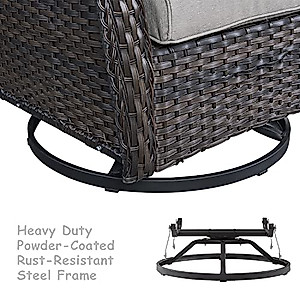 HUMMUH Outdoor Patio Furniture 7 Pieces Furniture Set Wicker Outdoor Sectional Couch with Patio Swivel Glider Chairs,Coffee Side Table,Ottomans for Patio