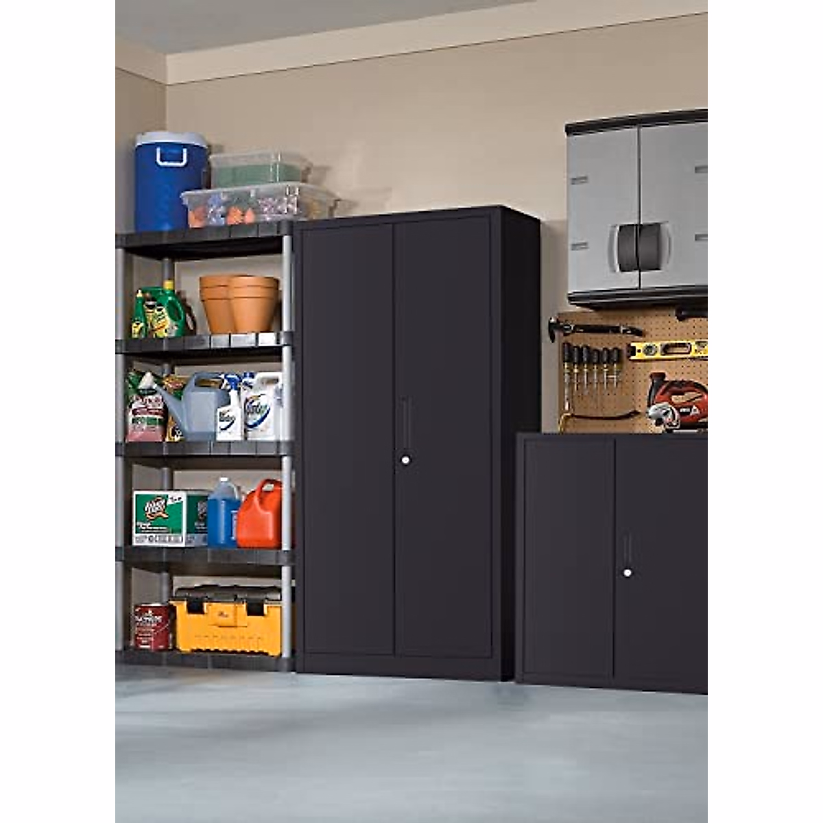 LUCYPAL Metal Garage Storage Cabinet with 2 Doors, 70.8’’Steel Lockable Tool Cabinets with 4 Adjustable Shelves,File Cabinet for Office,Home,Garage,Gym,School,Black