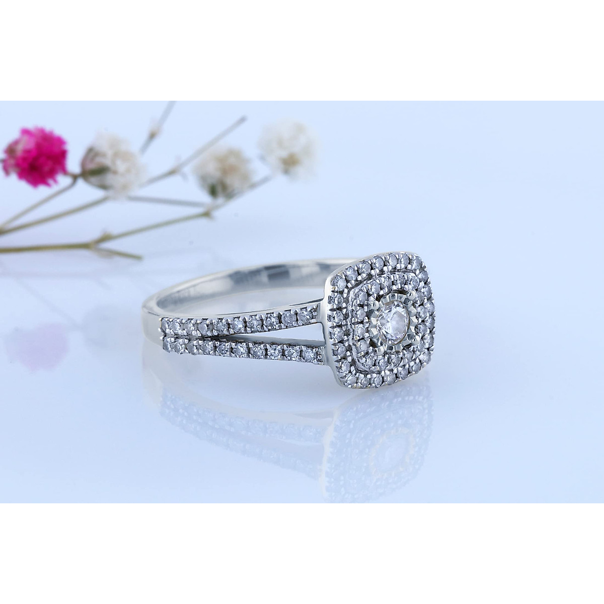 Dazzlingrock Collection 0.60 Carat (ctw) 10K Round Diamond Ladies Split Shank Bridal Engagement Ring, White Gold, Size 6