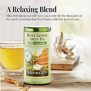 The Republic of Tea - Honey Ginseng Green Tea, 50 Tea Bags, Tin | Flavored Gourmet Tea | Caffeinated
