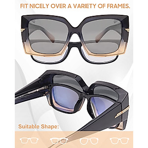 LVIOE Fit Over Sunglasses for Women Oversized Frame & Big Temple & Full UV400 Protection Polarized Lens Fashion Design LS7519