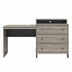 Ameriwood Home Kalissa Dresser/Desk Combo with Wireless-charger, Gray Oak