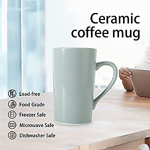 HAPPY KIT Tall coffee mug, Anti-Skid Bottom Large coffee Mugs with Set of 6,18 Ounce Ceramic Mugs for Coffee, Tea, Cocoa,coffee cups ceramic,tea cup