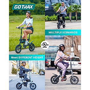 Gotrax Nano 14" Folding Electric Bike, Max Range 25Miles(Pedal-Assist) & Max Speed 15.5Mph, Power by 350W Motor, Adjustable Seat & Dual Fenders, Commuter Electric Bicycle for Adults/Teens Black