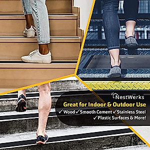 NESTWERKS Heavy Duty Grip Tape for Stairs, Anti Slip Tape for Steps, Waterproof High Traction Tape for Indoor/Outdoor - Non Slip Tape Outdoor Stair Treads, Friction Tape for Ramps, 2" x20ft