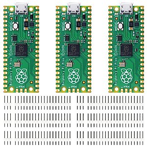GeeekPi Raspberry Pi Pico Flexible Micro Controller Mini Development Board,Based on The Raspberry Pi RP2040,Dual-Core ARM Cortex M0+ Processor,Running up to 133 MHz, Support C/C++ / Python(3 Pack)
