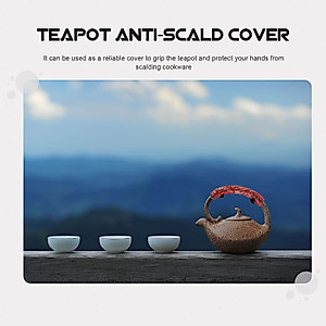Teapot Handle Holder Cloth Tea Pot Handle Cover Heat- Resistant Non Slip Pot Holder Sleeve Teakettle Handle Sleeve for Home Kicthen (Red)