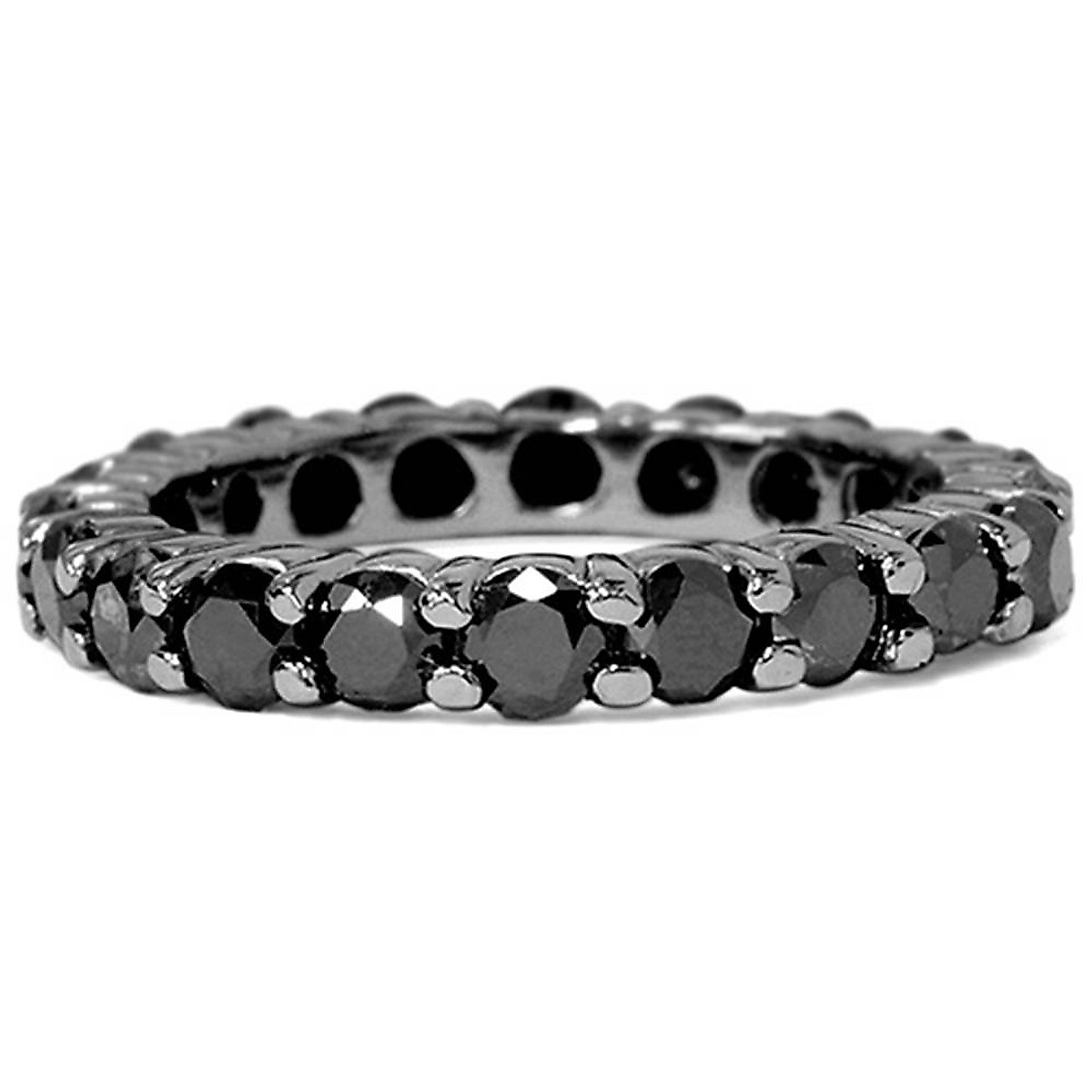 2 CT Black Diamond Eternity Ring 10K Black Gold - Size 7.5
