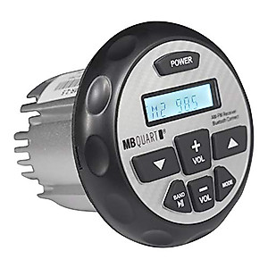 MB Quart GMR-2.5 Bluetooth Gauge Stereo Receiver w/Aux For RZR/ATV/UTV/Cart Bundle with Pair Rockville RKL65MBW Marine Boat Speakers and Pair RWB70B Marine Swivel Tower Speakers