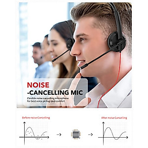 NUBWO HW03 USB Headset with Noise Canceling Microphone for PC, in-line Controls, Lightweight Wired Headset for PC, Mac, Laptop on Home, Office, Classroom, Chat, Online Class, Meeting
