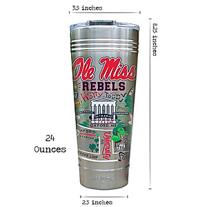 Catstudio Mississippi, University of (Ole Miss) Collegiate Thermal Tumbler | Triple Wall Insulation With Non Slip Bottom | Great College Travel Cup for Water, Coffee, Tea, or Smoothies