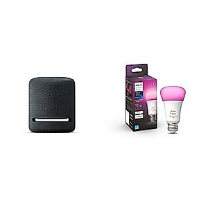Echo Studio | Charcoal with Philips Hue Color Smart Bulb