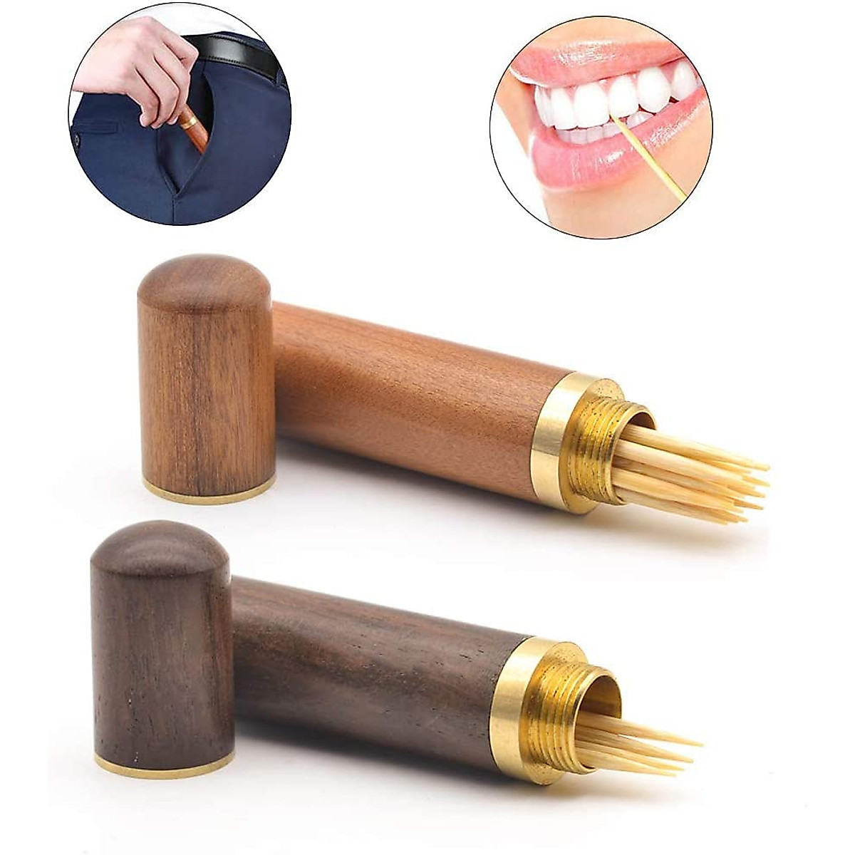 Chiloskit 2pcs Embroidery Wood Sewing Needle Holder Case Toothpick Storage Box Small Thing Organizer Leather Craft DIY Tool