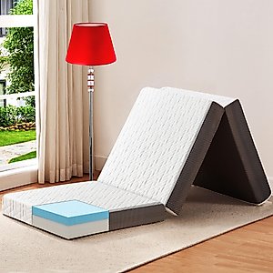 BedLuxury 3 Inch Twin Size Foldable Memory Foam Topper Portable Floor Guest Bed with Removable Cover