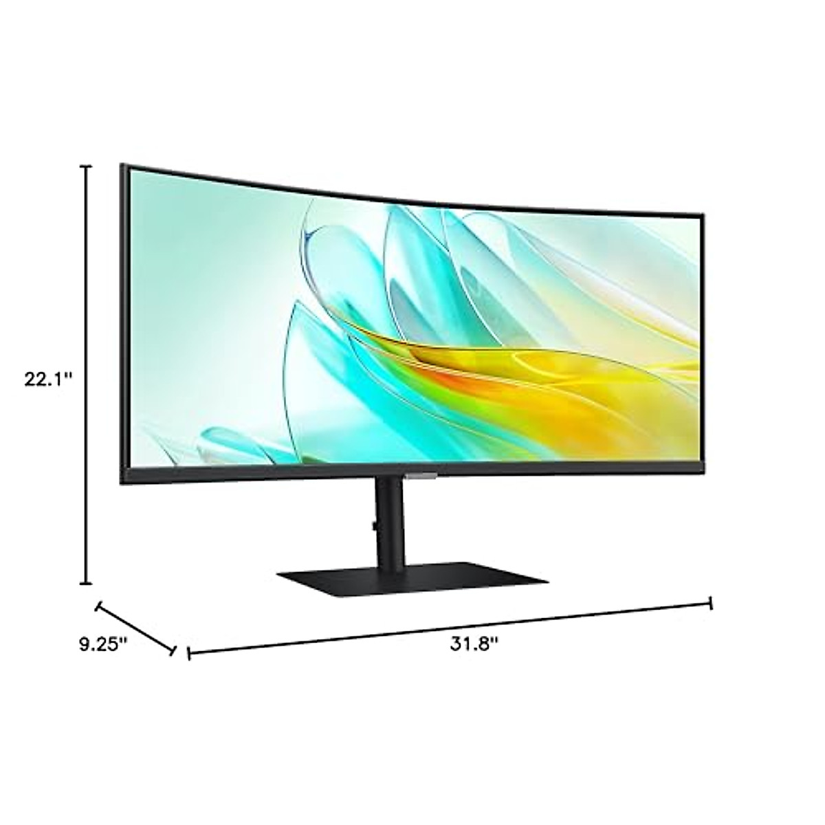 SAMSUNG 34” ViewFinity S65UA Series Ultrawide QHD Curved Monitor, HDR10, 100Hz, 350 nit, USB- C, Adjustable Stand, Intelligent Eye Care, LS34C650UANXGO, Black