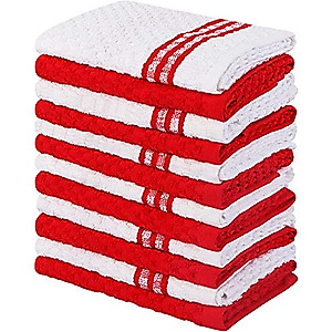 Utopia Towels 12 Pack Kitchen Towels, 15 x 25 Inches Cotton Dish Towels, Tea Towels and Bar Towels (Red)