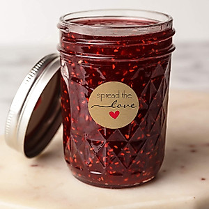 Spread The Love Stickers / 500 Canning Labels/Wedding Favor Homemade Jam Jelly Stickers / 1.5" Brown Kraft Small Business Label/Made in The USA