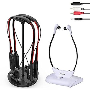SIMOLIO Neckband Headphones & Under-Chin Headphones for Wireless TV Watching with Clarified Voice, Ideal for Hard of Hearing and Seniors