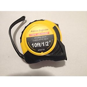 Aldrich Engineer Tape Measure, Decimal inch, Steel, 120 in, (10 ft but no feet on Tape), Numbered Tenths of an inch Between The inches, can Measure to Hundredth of an inch