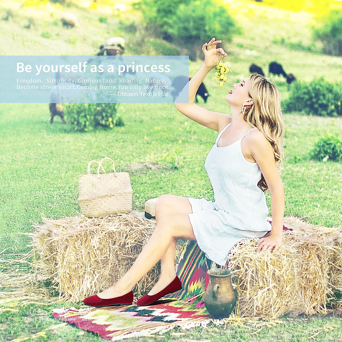 Obtaom Round Toe Women Flat Shoes Slip on Girls Dress Black Ballet Flats(Jujube US5)