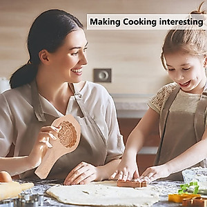 Wood Cookie Model Mooncake Biscuit Model, Festival Hand-Pressure Moon Cake Model with 3D Flower Pattern Eco-Environmental Baking Decoration Tools for Biscuit Chocolate Pumpkin Pie(Fish Pattern)