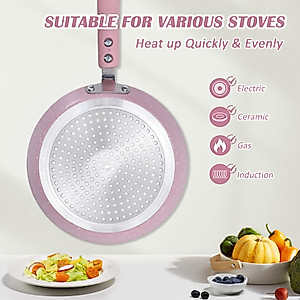 Nonstick Frying Pan Skillet, 7" Pink Skillet with Non Stick Coating, Aluminum Egg Pan with Stay Cool Handles, Practical Kitchen Cookware for Home Restaurant, Non Toxic, Induction Compatible (7 inch)