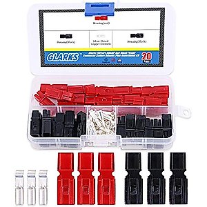 Glarks 20 Pair 30AMP Quick Disconnect Power Terminals Connectors, Red Black Quick Connect Battery Connector Modular Power Connectors Set