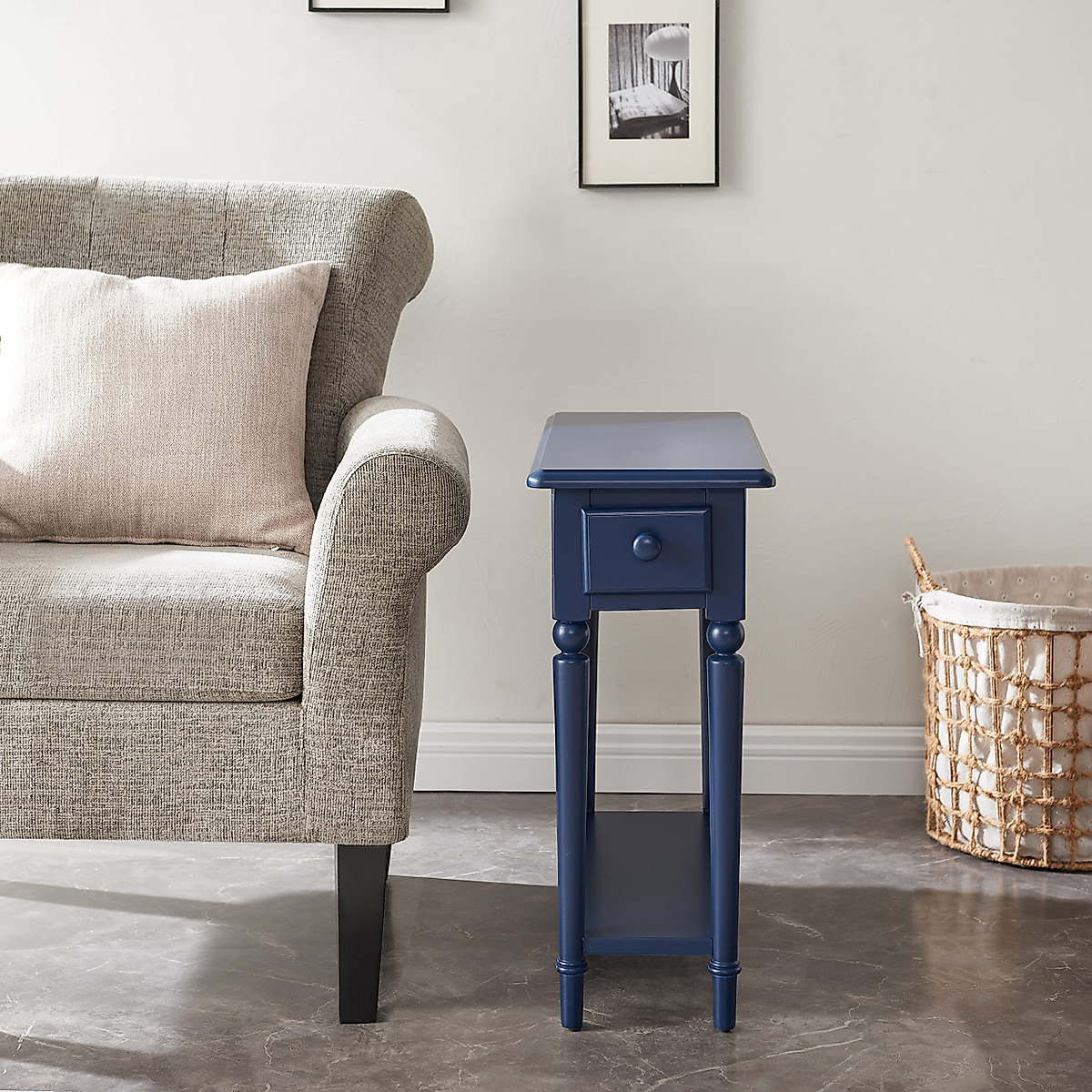Leick Home Coastal Narrow Side Table, Navy Blue