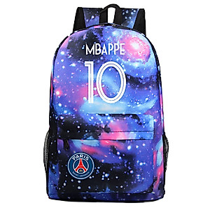 Waroost Football Stars Rucksack Mbappe Printed Canvas Bookbag-Lightweight Daypack Casual Knapsack for Outdoor,Travel