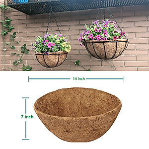 HALEDAZE 2 Pack 14 Inch Round Coco Liners for Hanging Basket, Coconut Fiber Replacement Outdoor Garden Decoration for Planters Flower Pot
