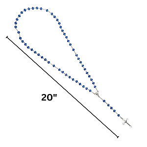 Trinity Church Supply Blue Glass Sapphire Rosary, Prayer Beads for Catholic Men, 8mm Bead, 20” Length and 1 ½ Inch Crucifix