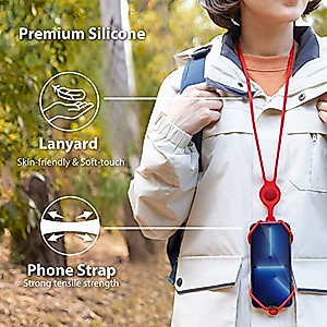 【Bone】 Universal Phone Lanyard for Around The Neck, Adjustable Silicone Neck Phone Holder, Cell Phone Lanyard Holder Compatible with iPhone 13 pro max &Most Smartphones 4.7"-7.2" (Black)