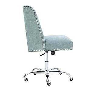 Clayton Aqua and Chrome Swivel Adjustable Height Office Chair By Linon