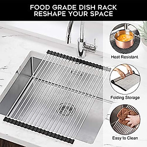 SunCleanse Roll Up Dish Drying Rack,Over The Sink Dish Drying Rack Kitchen Rolling Dish Drainer(17.8"x11.8")