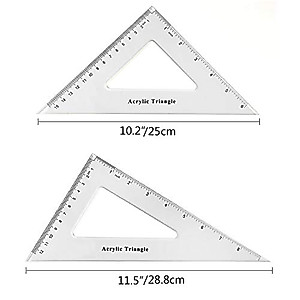 Coopay Large Triangle Ruler Set Square, 30/60 and 45/90 Degrees, Triangle Hollow