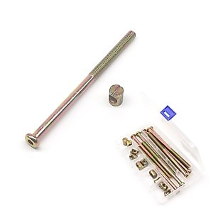 10-Pack M8 x 130mm Hex Drive Socket Cap Furniture Bed Bolt, Bunk Bed Screws and Nuts, binifiMux Thread 77mm, M8x15mm Barrel Nuts, Zinc Plated, Long Thread for Bed Frame