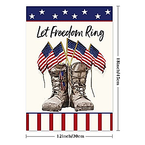 Patriotic Stripes Star Freedom American Garden Flag Welcome Garden Flag 12×18 Inch Double Sided 4th of July Independence Day Memorial Day Yard Outdoor Decor (Freedom Boot)