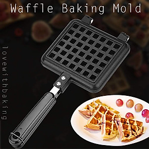 Waffle Maker, Non-Stick Belgian Waffle Maker Panini Press Stainless Steel Breakfast Sandwich MakerWaffle Iron Maker Machine Grilled Cheese Maker, 5.5" x 12.4" Stove Top Waffle Iron Pan
