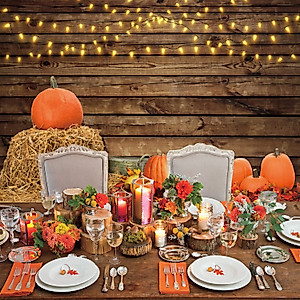 Fall Thanksgiving Wood Backdrop for Photography Party Decorations Autumn Wooden Plank Pumpkin Harvest Hay Photo Background Kids Adults Birthday Baby Shower Farm Theme Backdrop Studio Props 10x6.5ft