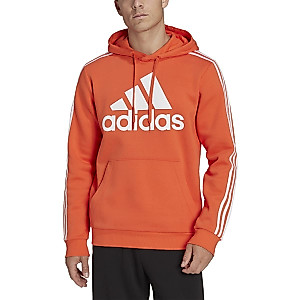 adidas Big & Tall Essentials Fleece 3-Stripes Hoodie Semi Impact Orange/White 2XL Tall
