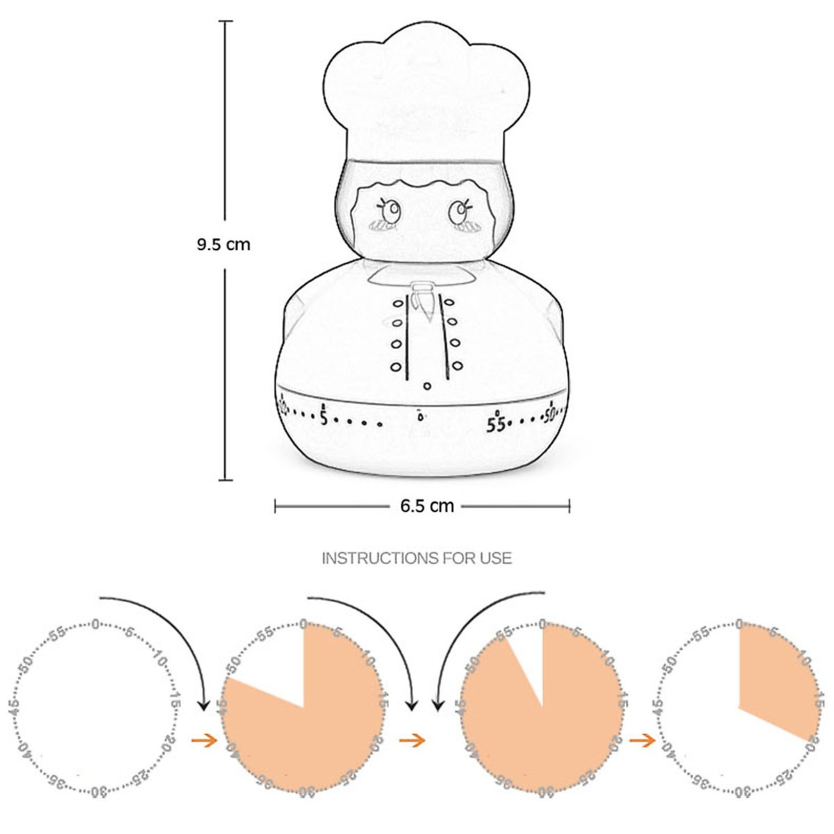 Cute Kitchen Timers Mechanical Cooking Egg Timers Clock for Study Teaching Games
