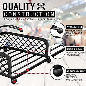 JME Fashion Napkin Holder, Square Black Flat Holders for Table, Dining Table, Kitchen Counter, Desktop. Black Kitchen & Dining Accessories, Napkin Dispenser with Flat Iron Holder, Indoor & Outdoor